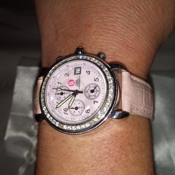 Michele | Accessories | Michele Csx Diamond Watch Rare Pink Face Pink ...